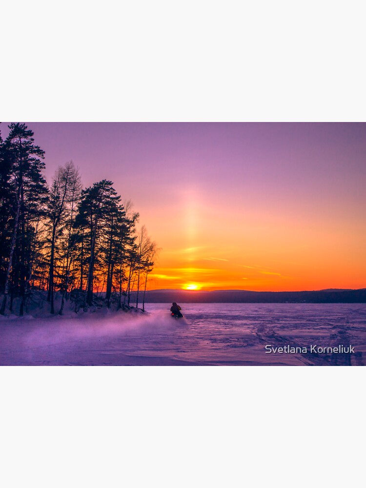 "The snow mobile race toward the Sun pillar" Sticker for Sale by ...