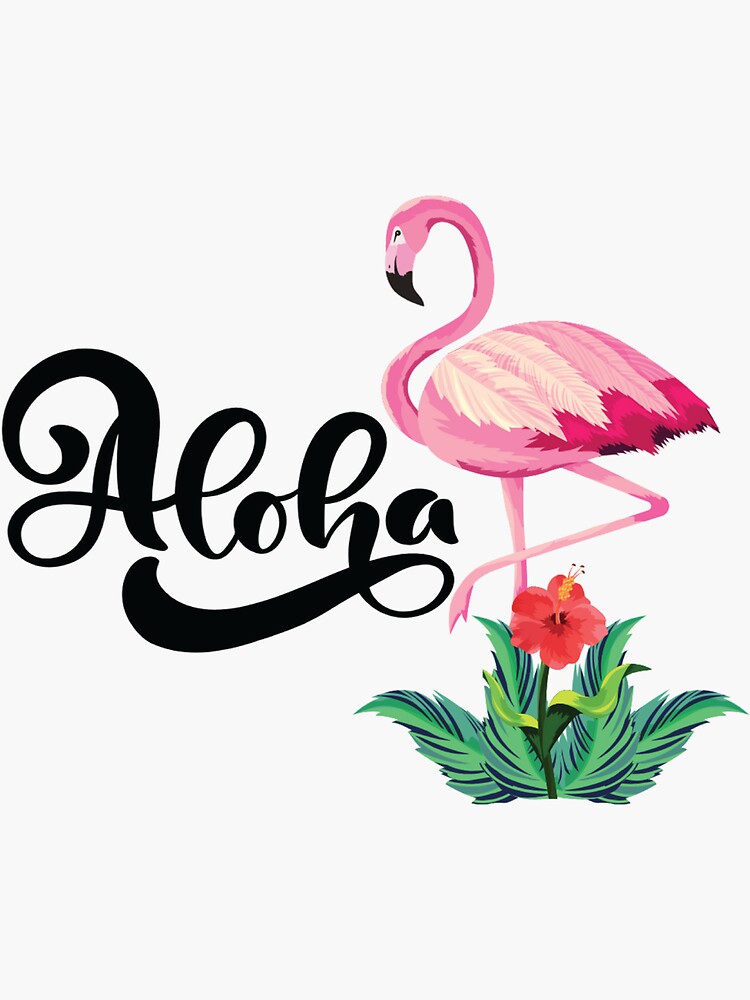 "Aloha pink flamingo" Sticker for Sale by JABASMED | Redbubble