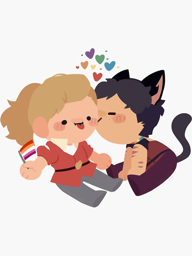 "Pride Chibi Catra and Adora (no bg)" Sticker for Sale by RedberryArts ...