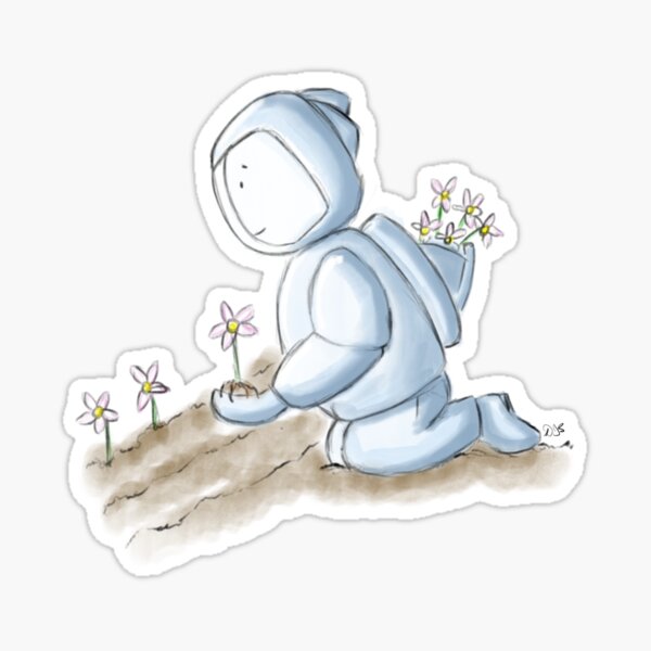 "Space Botanist Planting Flowers" Sticker for Sale by brodyquixote ...