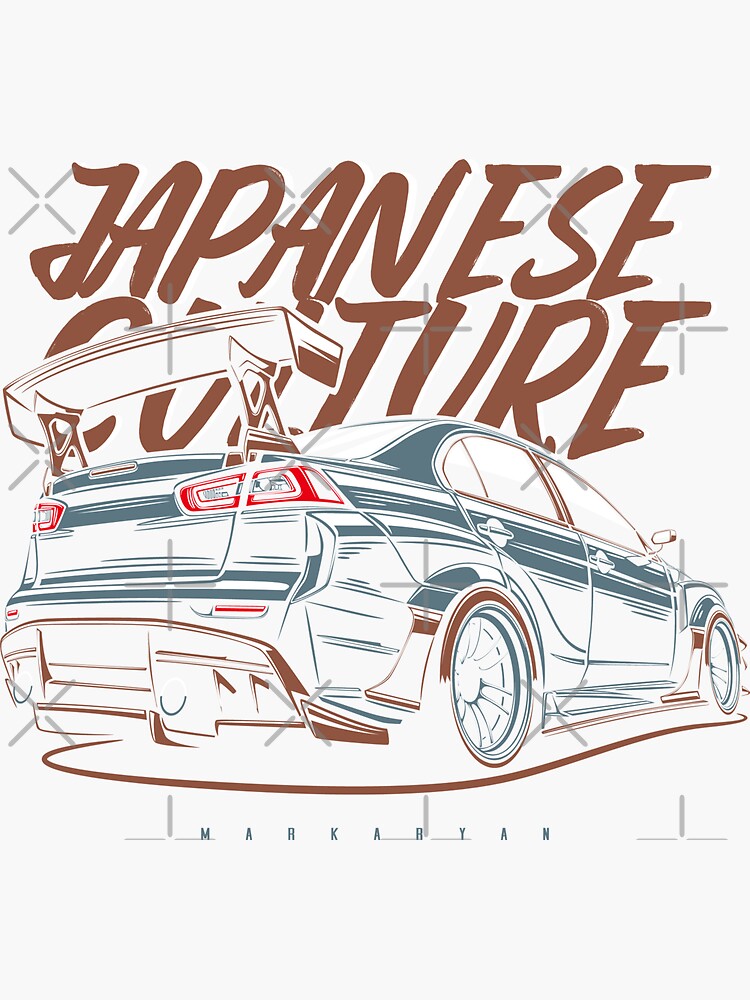"Japanese culture. EVO X" Sticker for Sale by OlegMarkaryan | Redbubble