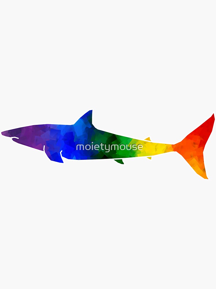 "Rainbow Great White Shark" Sticker by moietymouse | Redbubble