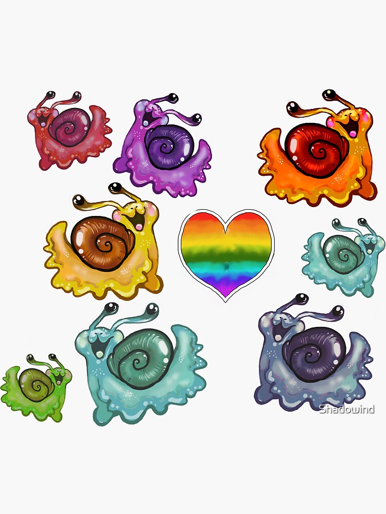 "Rainbow Snails" Sticker by Shadowind | Redbubble