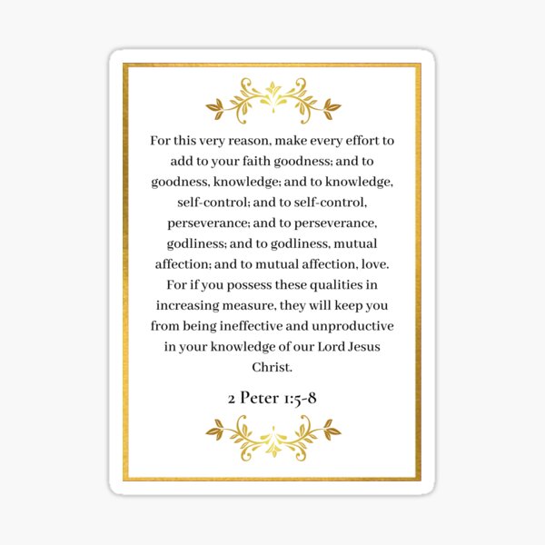 "2 Peter 1:5-8 Christian Bible Verse" Sticker for Sale by TheWordOfGod ...