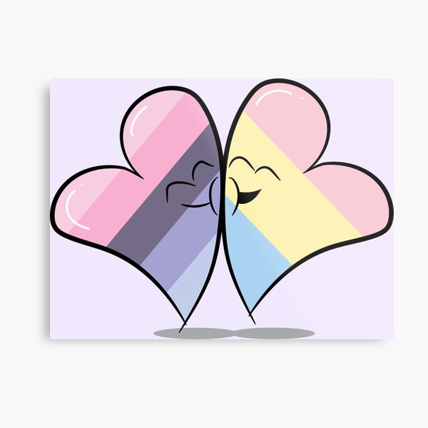Two Hearts In Love Omnisexual And Pansexual Pride Flags Metal Print