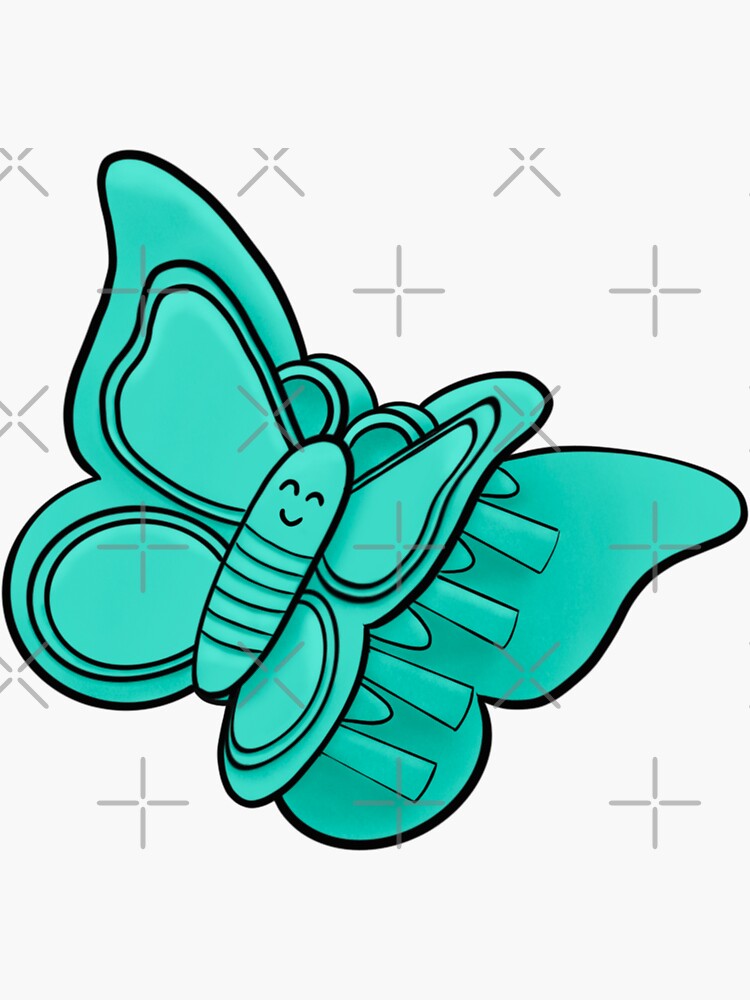 "Cute Teal Butterfly Clip" Sticker for Sale by stickerspickers | Redbubble