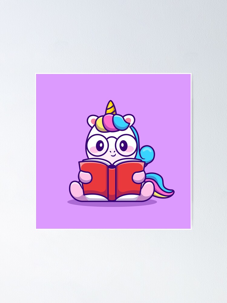 "Cute Unicorn Reading a Book" Poster for Sale by Hawkinsn | Redbubble