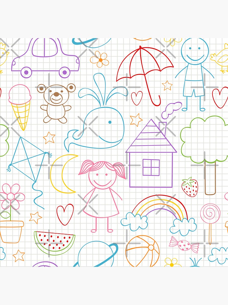 "Cute Kids Drawing" Sticker for Sale by PatternTale | Redbubble