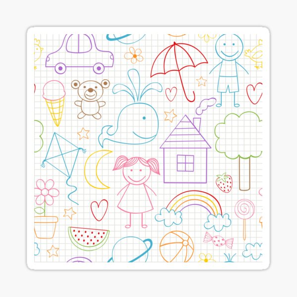 "Cute Kids Drawing" Sticker for Sale by PatternTale | Redbubble