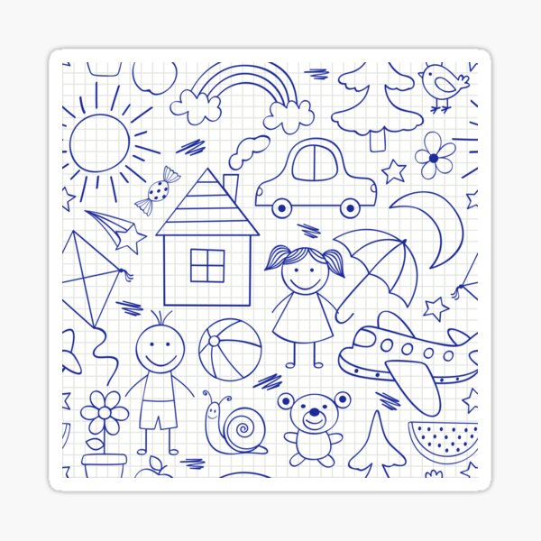 "Cute Kids Drawing" Sticker by PatternTale | Redbubble