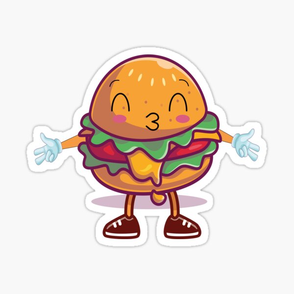"Cute Burger with hands and feet" Sticker for Sale by SUSSURA | Redbubble