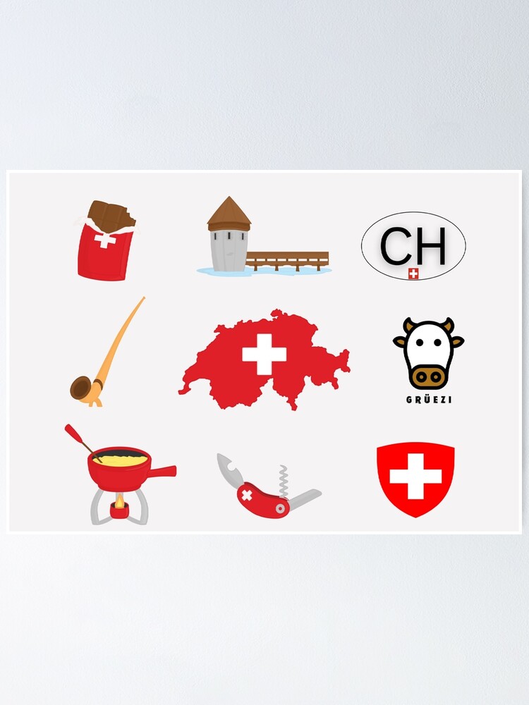 "Swiss - Switzerland Sticker Pack Set X9" Poster by TeesbyLF | Redbubble