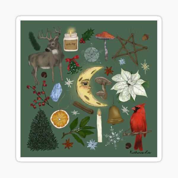 "Yule Pattern- Mistletoe" Sticker by klee1214 | Redbubble