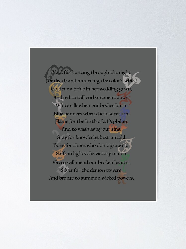 "Shadowhunters Nursery Rhyme" Poster by Booshort | Redbubble