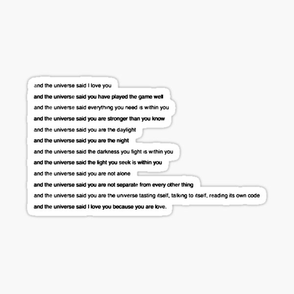 "minecraft end credits poem" Sticker for Sale by Oreo-Cookie-22 | Redbubble