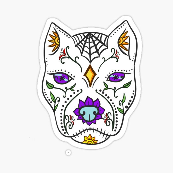 "APBT Sugar Skull" Sticker by craftyk9 | Redbubble