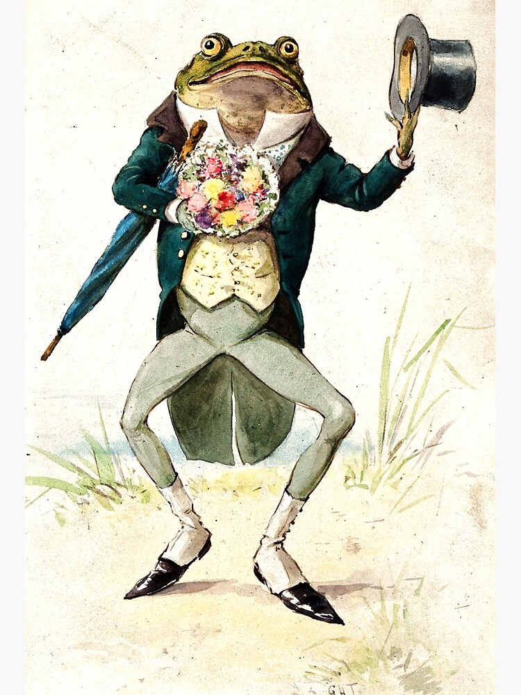 "Gentleman Frog Arrives to His Date | Victorian Greeting Card" Art ...