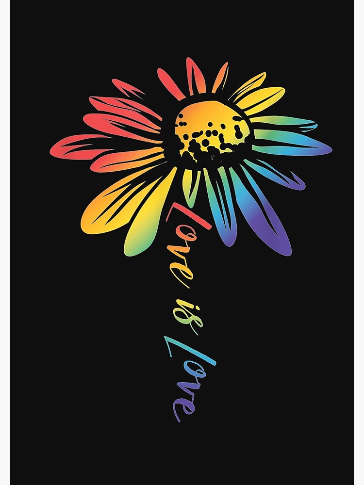 "LGBT Gay Pride Month Love Is Love, Daisy Rainbow Flower - LGBTQIA+ ...