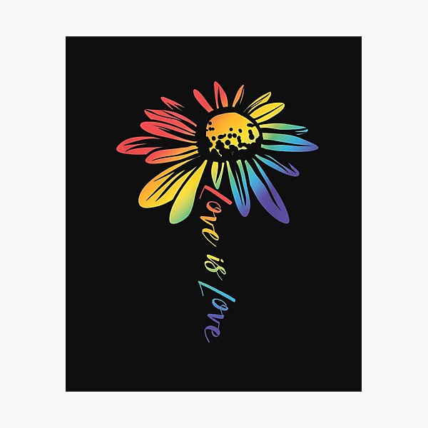"LGBT Gay Pride Month Love Is Love, Daisy Rainbow Flower - LGBTQIA+ ...