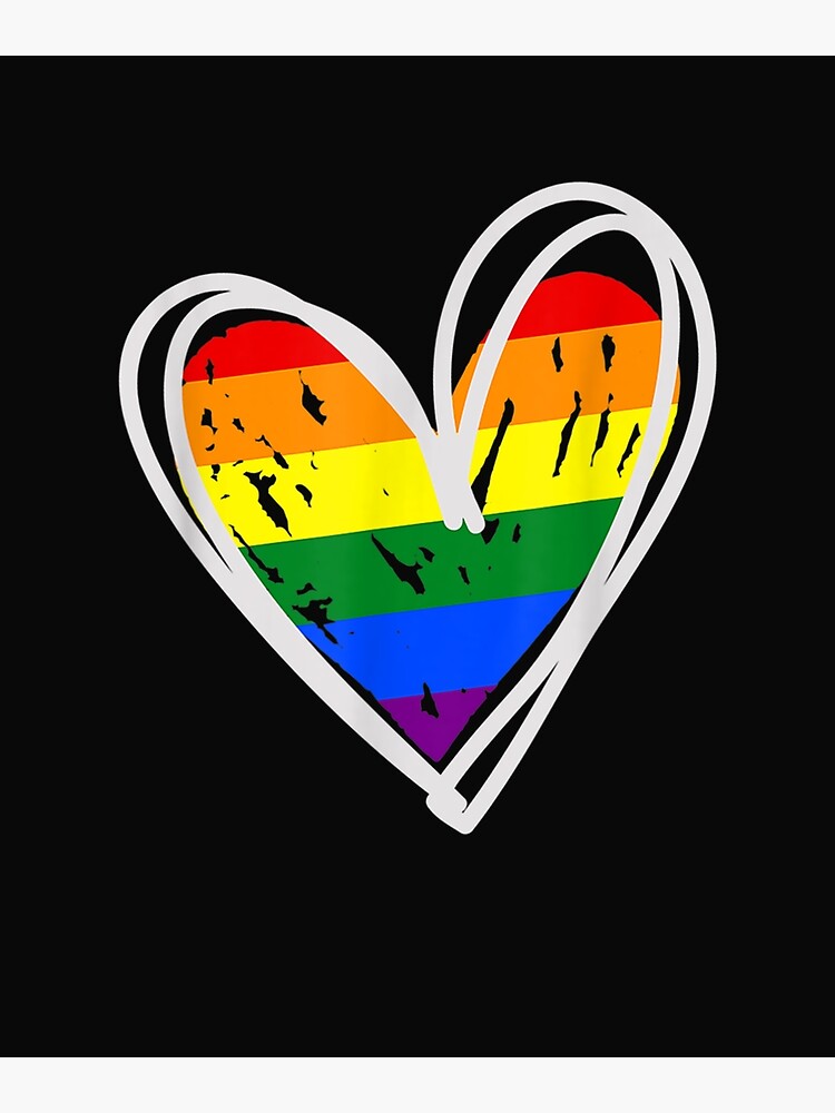 Lámina Fotográfica «lgbt Rainbow Flag Heart Hand Drawing Lgbtqia