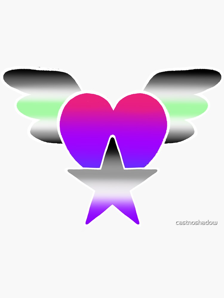 "Asexual Star with Biromantic Heart and Agender Wings" Sticker for Sale ...