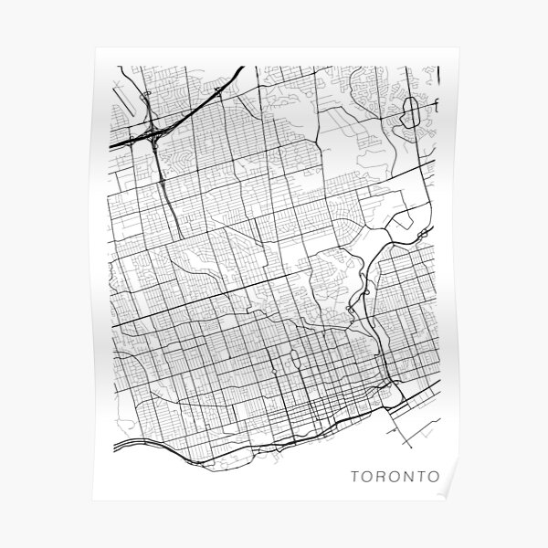 "Toronto Map, Canada - Black and White" Poster for Sale by ...