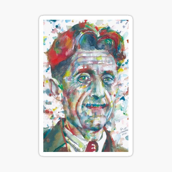 "GEORGE ORWELL - watercolor portrait .9" Sticker by lautir | Redbubble