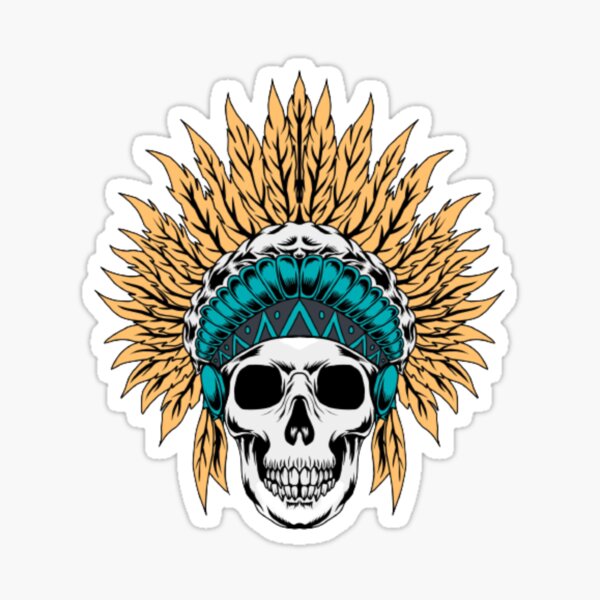 "Indian tribal skull head" Sticker for Sale by WeMasha | Redbubble