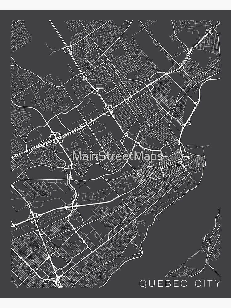 "Quebec City Map, Canada - Gray" Poster by MainStreetMaps | Redbubble