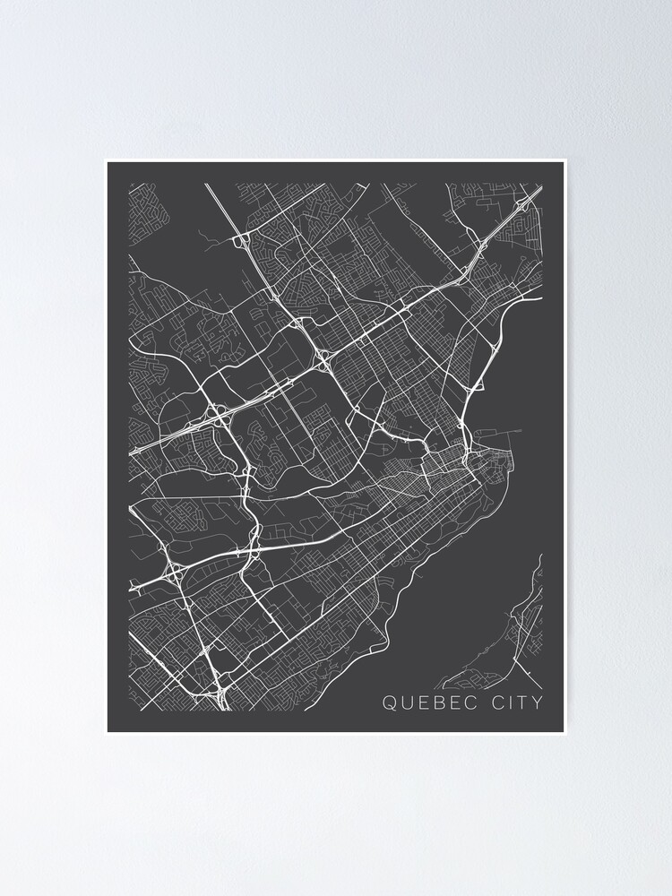 "Quebec City Map, Canada - Gray" Poster by MainStreetMaps | Redbubble
