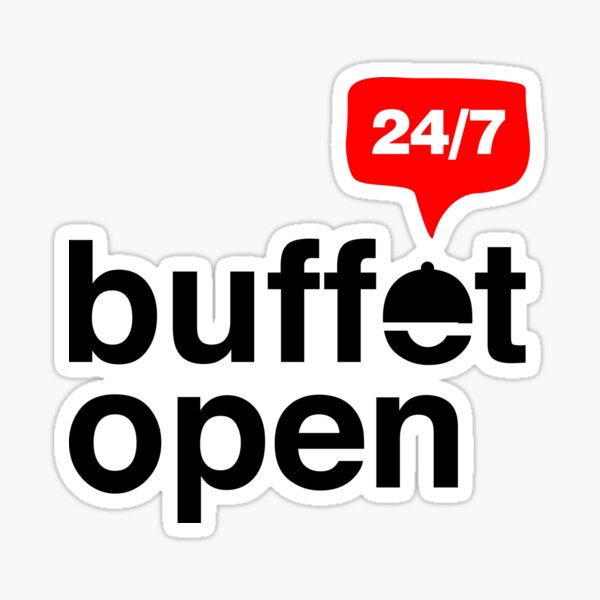 "Buffet Open" Sticker for Sale by Akdesain | Redbubble
