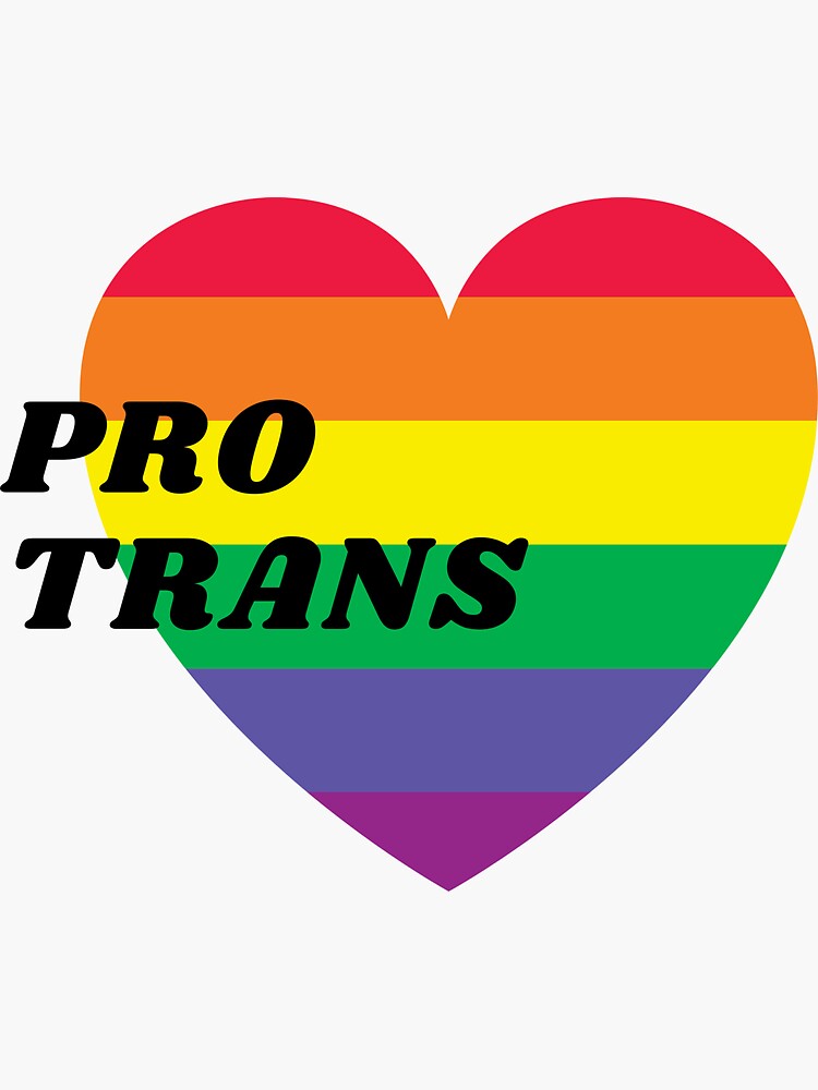 "rainbow heart "PRO TRANS"" Sticker for Sale by Jolenie | Redbubble