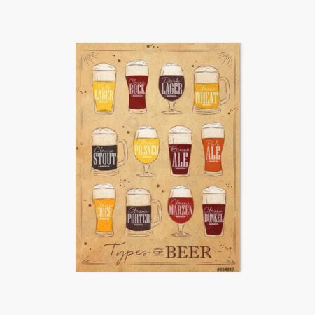 "Types Of Beer Poster" Art Board Print for Sale by yarkmillo | Redbubble