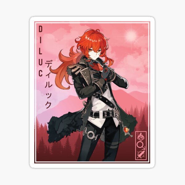 "Diluc Genshin Impact" Sticker by HandyBrandy | Redbubble