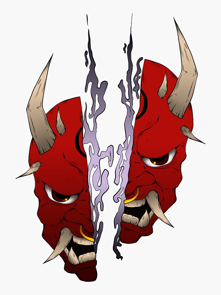 "Red Oni Mask" Sticker for Sale by Remi-12 | Redbubble