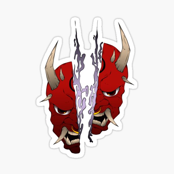 "Red Oni Mask" Sticker for Sale by Remi-12 | Redbubble
