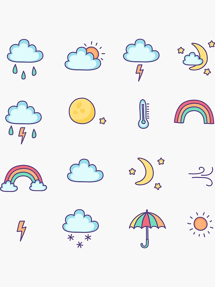 "Cute Weather Themed Set" Sticker for Sale by Okkobury | Redbubble