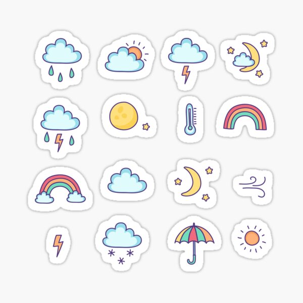 "Cute Weather Themed Set" Sticker for Sale by Okkobury | Redbubble