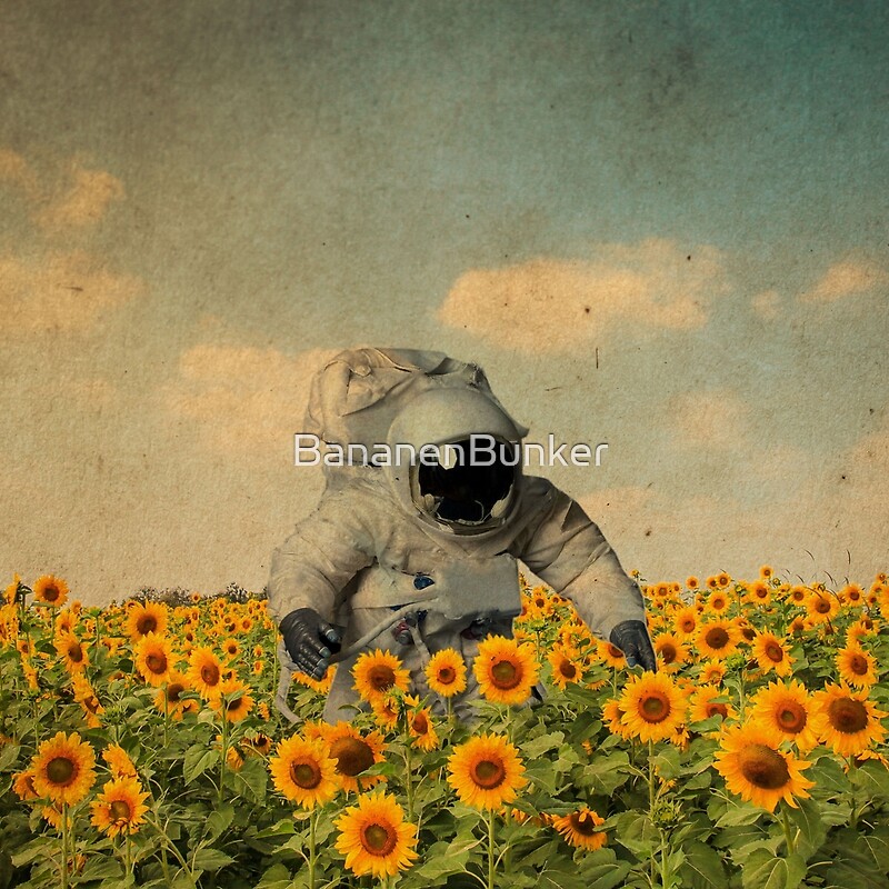 "astronaut in a sunflower's field" by BananenBunker | Redbubble