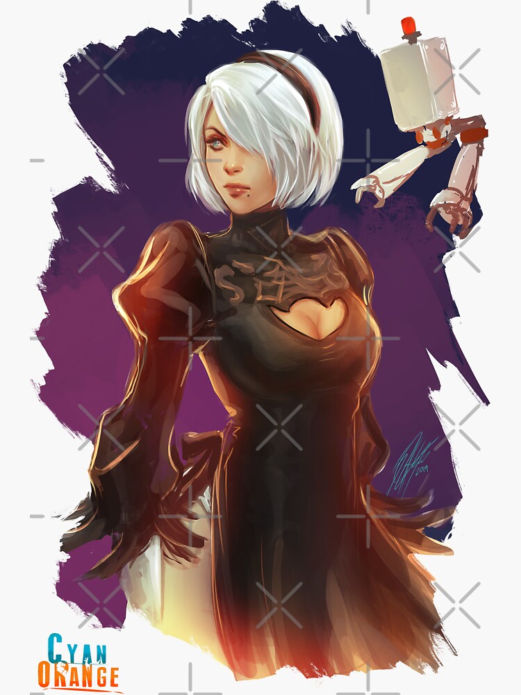 "2B Doodle" Sticker for Sale by Cyan-Orange | Redbubble