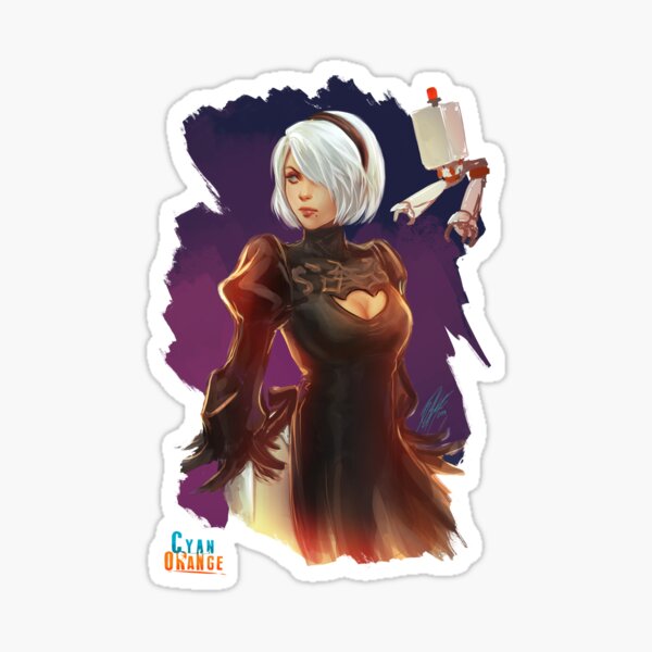 "2B Doodle" Sticker for Sale by Cyan-Orange | Redbubble