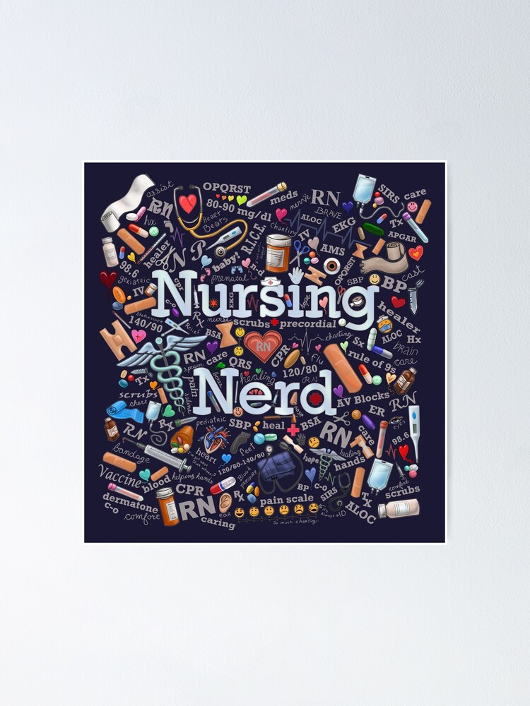 "Nursing Nerd by BBW (for dark backgrounds)" Poster for Sale by MetallicVisions | Redbubble