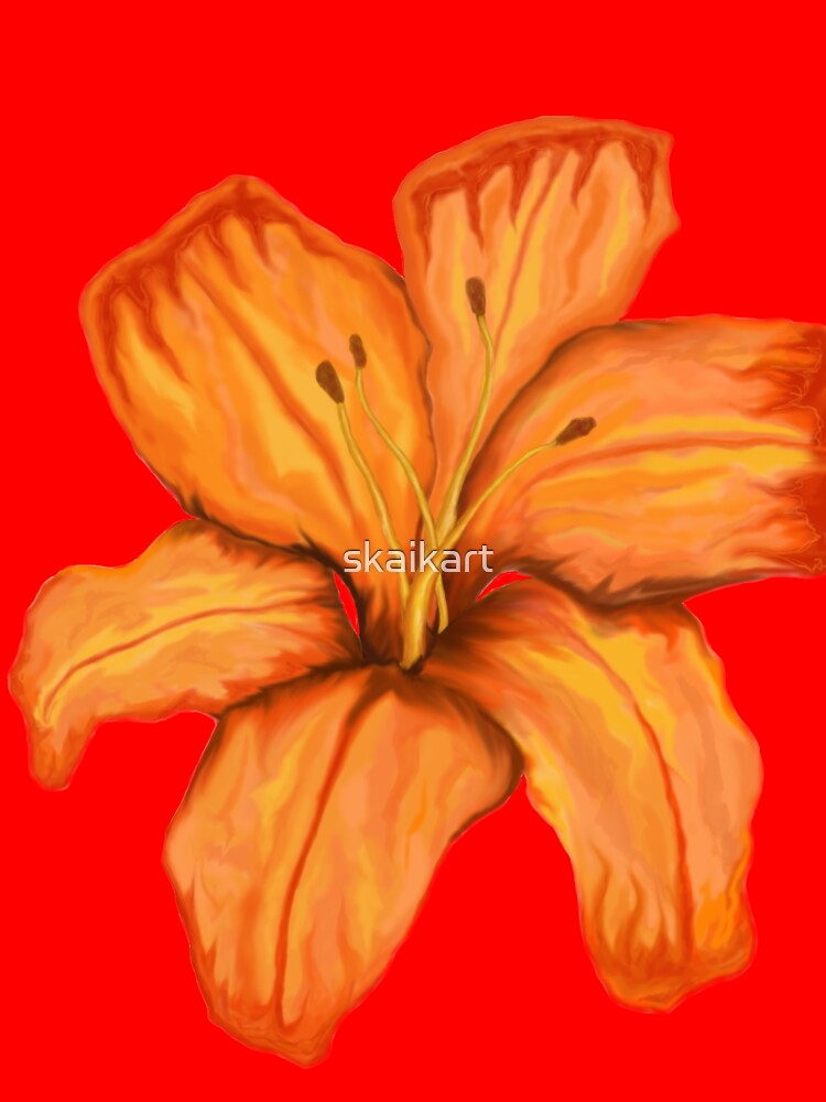 "Orange fire inspired lily flower drawing " Sticker for Sale by ...