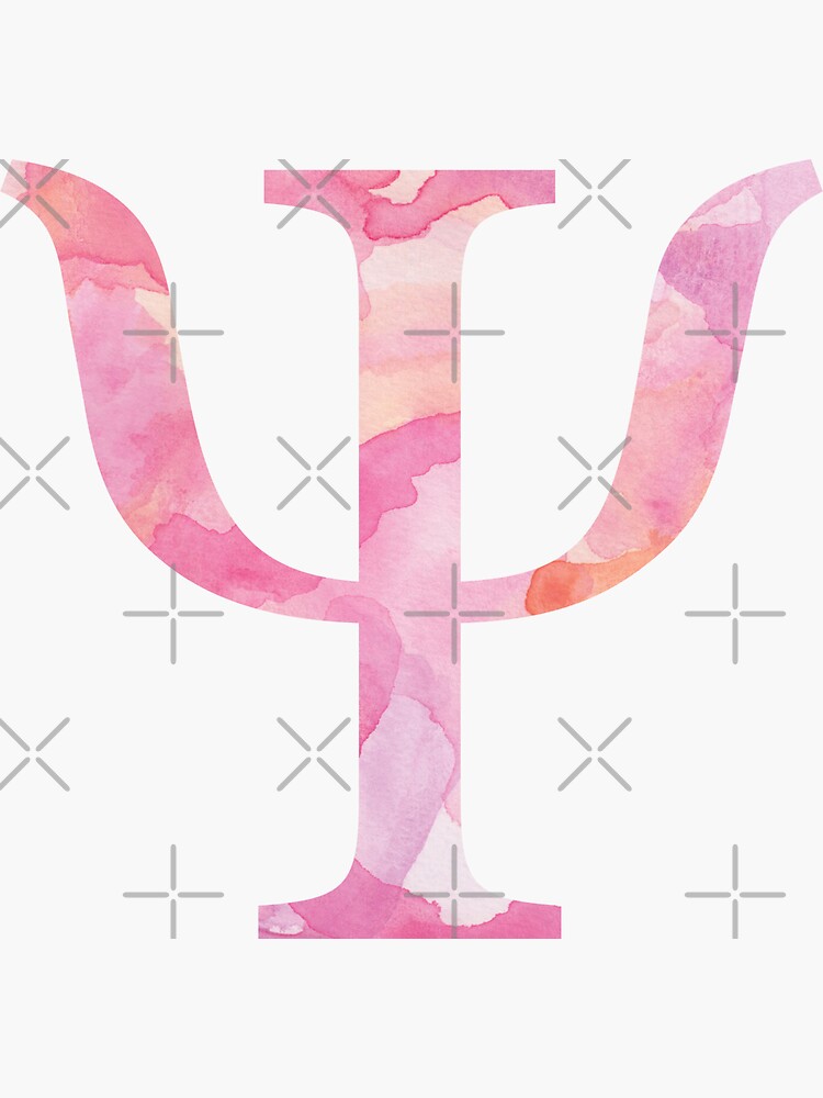 "Pink Psi Watercolor Letter" Sticker for Sale by AdventureFinder ...