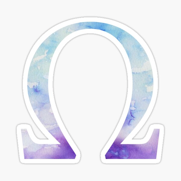 "Blue Omega Watercolor Letter" Sticker for Sale by AdventureFinder ...