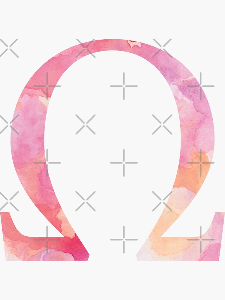 "Pink Omega Watercolor Letter" Sticker for Sale by AdventureFinder ...