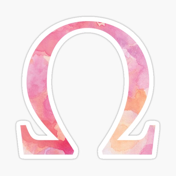 "Pink Omega Watercolor Letter" Sticker for Sale by AdventureFinder ...