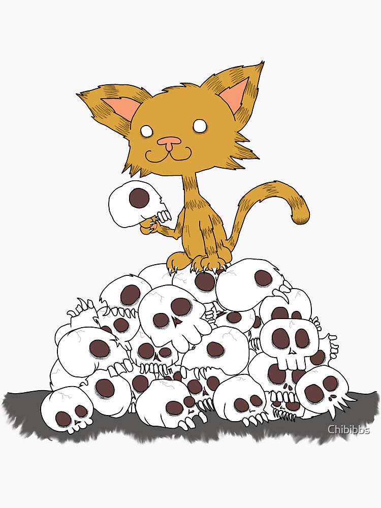 "A Cute Bringer of Death, Cat" Sticker by Chibibbs | Redbubble