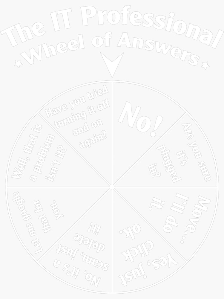 "The IT Professional Wheel of Answers " Sticker for Sale by ...