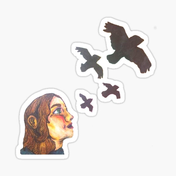"Colorful Aesthetic Girl Bird Watching " Sticker for Sale by ...